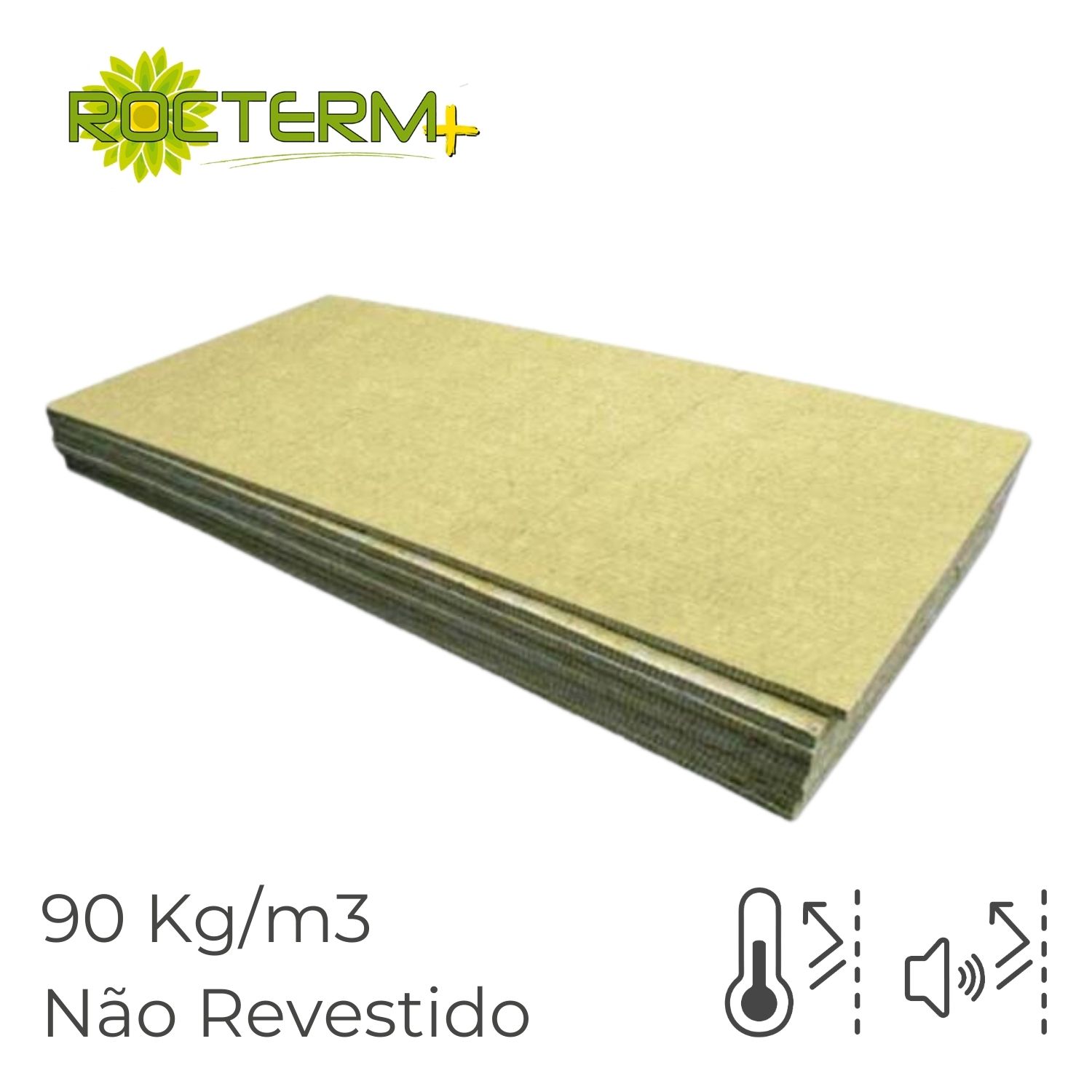 Lã de Rocha Isolamento Térmico Acústico Painel Não Revestido Rocterm GC 90(90 kg/m3) Gesso Cartonado