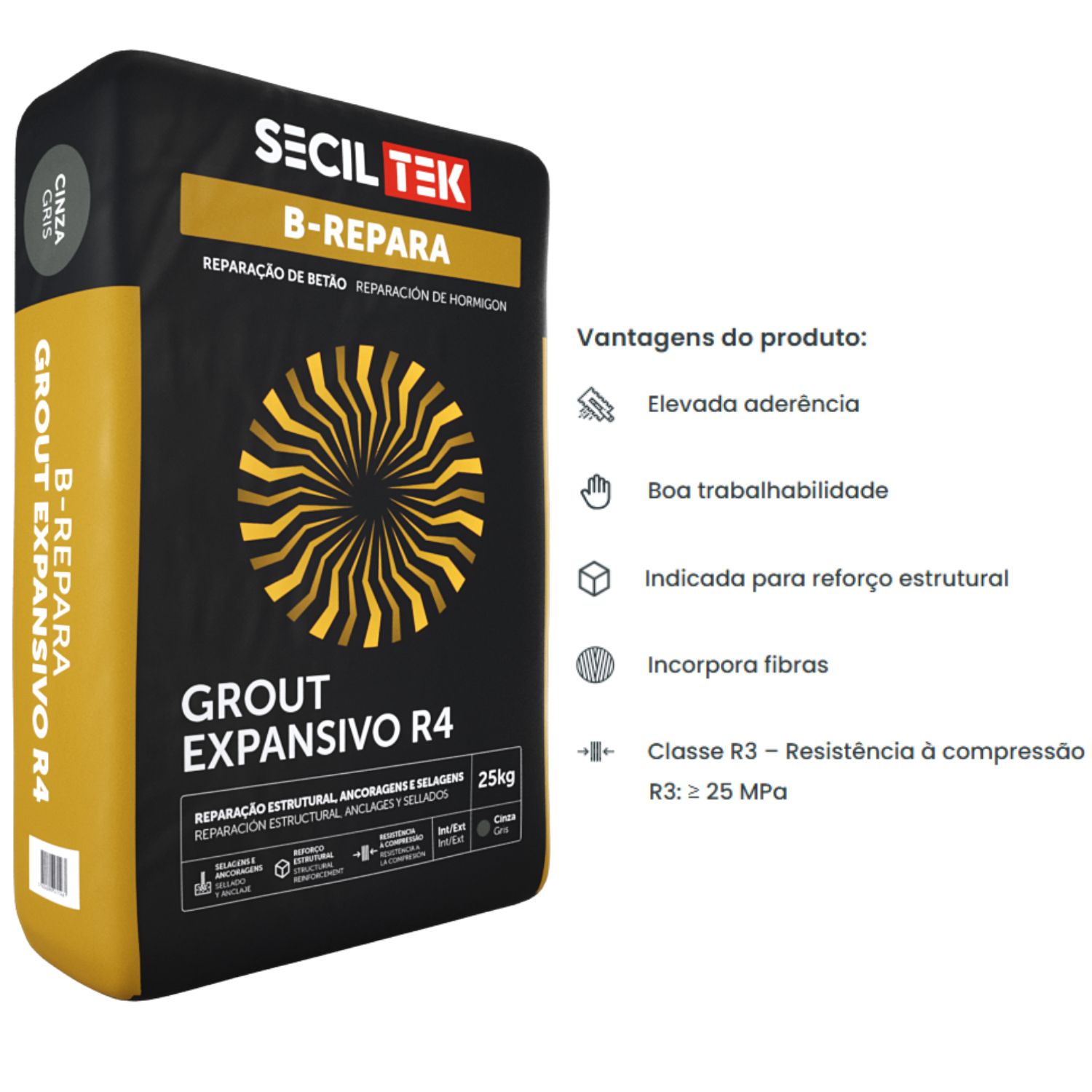 Argamassa Reparação Pavimento Industrial, Reforço Estrutural SecilTek B ...