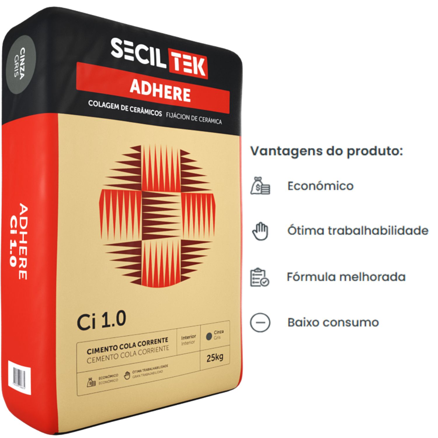 Cimento Cola de Interiores SecilTek Adhere Ci 1.0