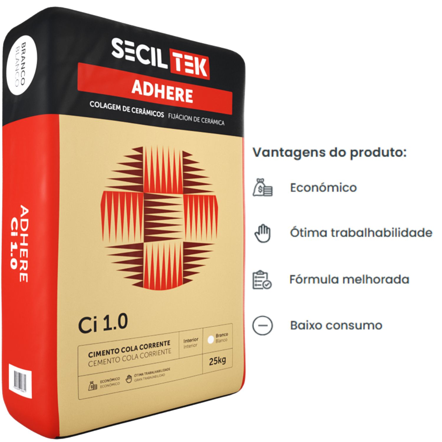 Cimento Cola de Interiores SecilTek Adhere Ci 1.0