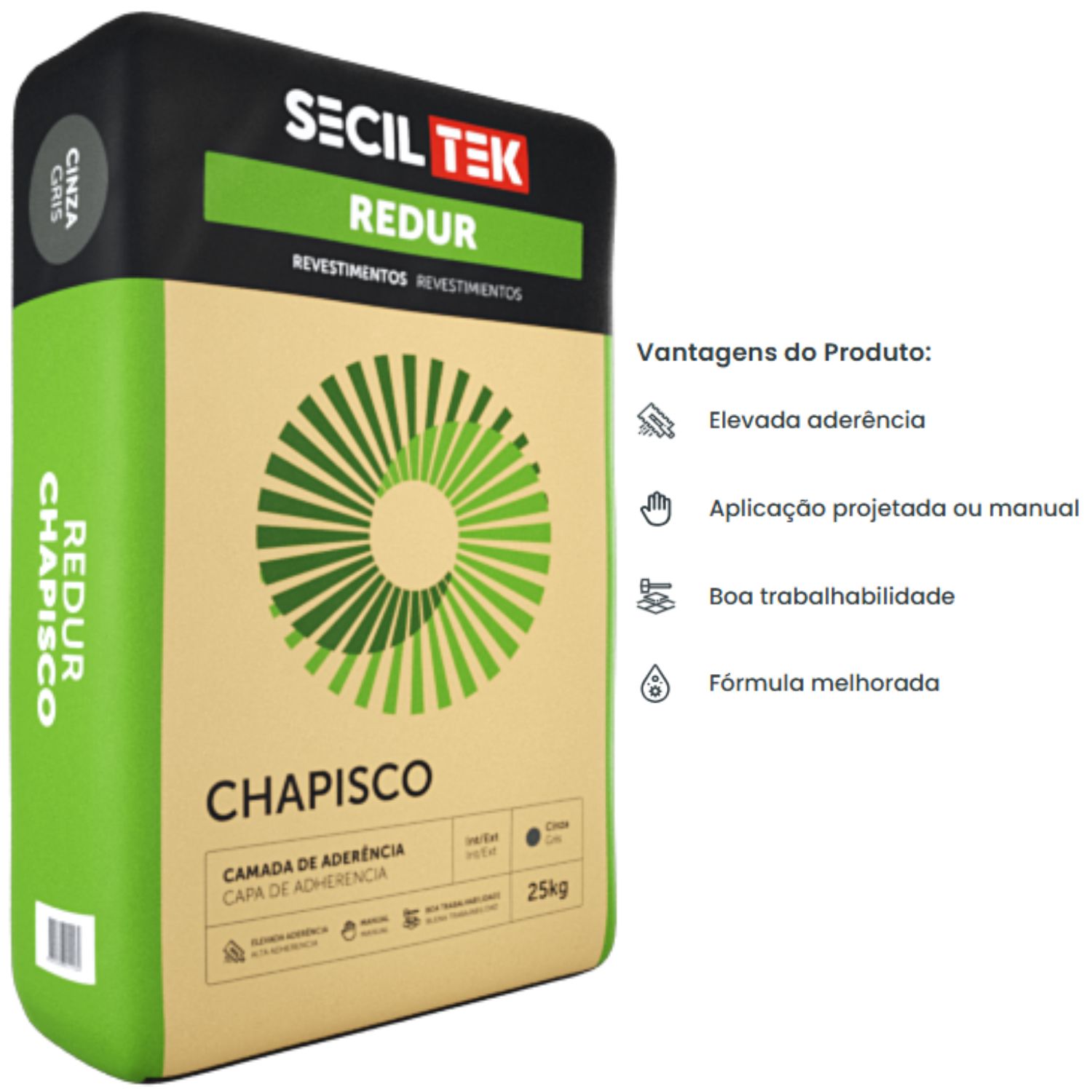 Argamassa de Aderência SecilTek Redur Chapisco 25KG