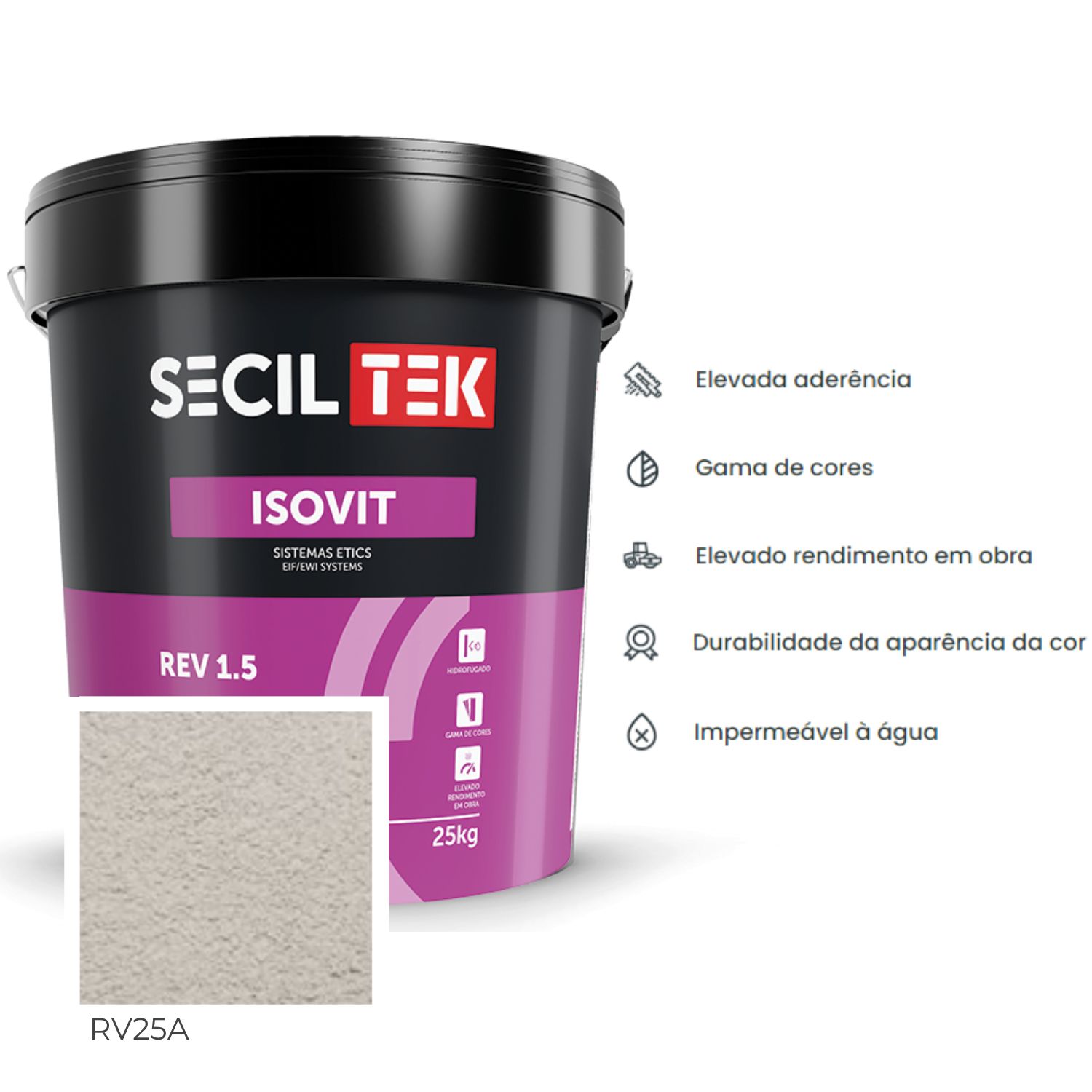Acabamento Acrílico Decorativo Etics/Capoto SecilTek Isovit Rev Médio 25kg