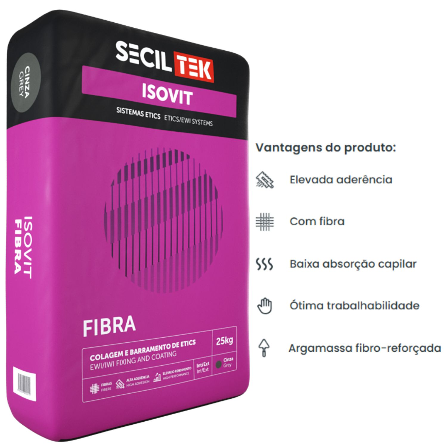 Argamassa de Colagem e Barramento Cinza Sistema Etics/Capoto SecilTek ...