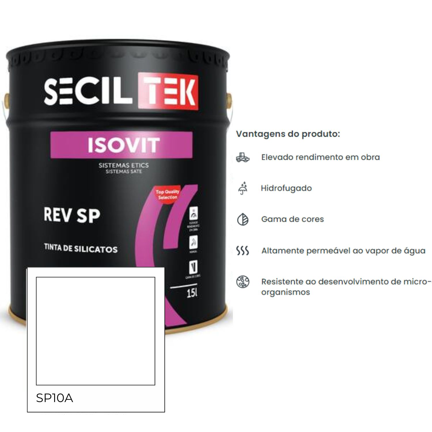Tinta de Base Aquosa de Silicato SecilTek Isovit Rev SP 15L