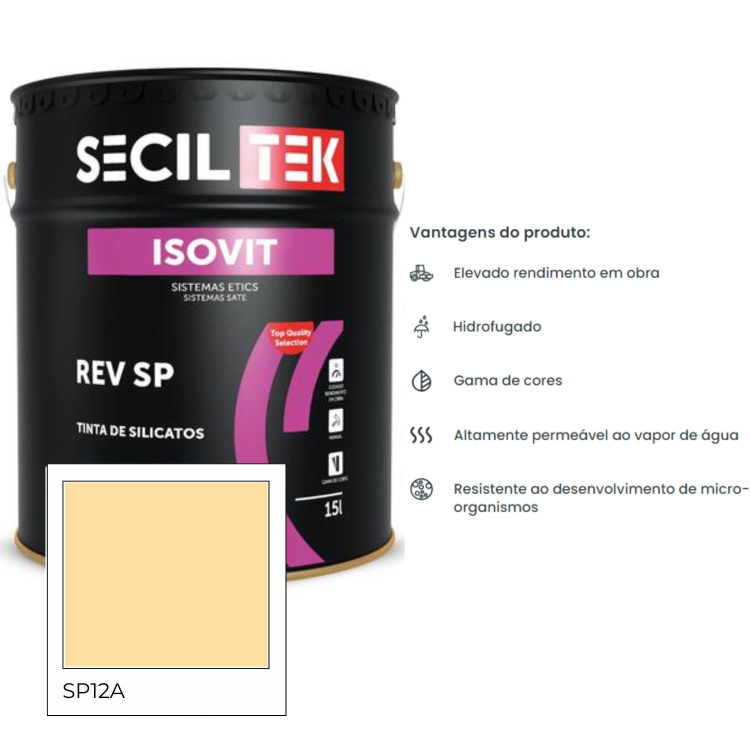 Tinta de Base Aquosa de Silicato SecilTek Isovit Rev SP 15L