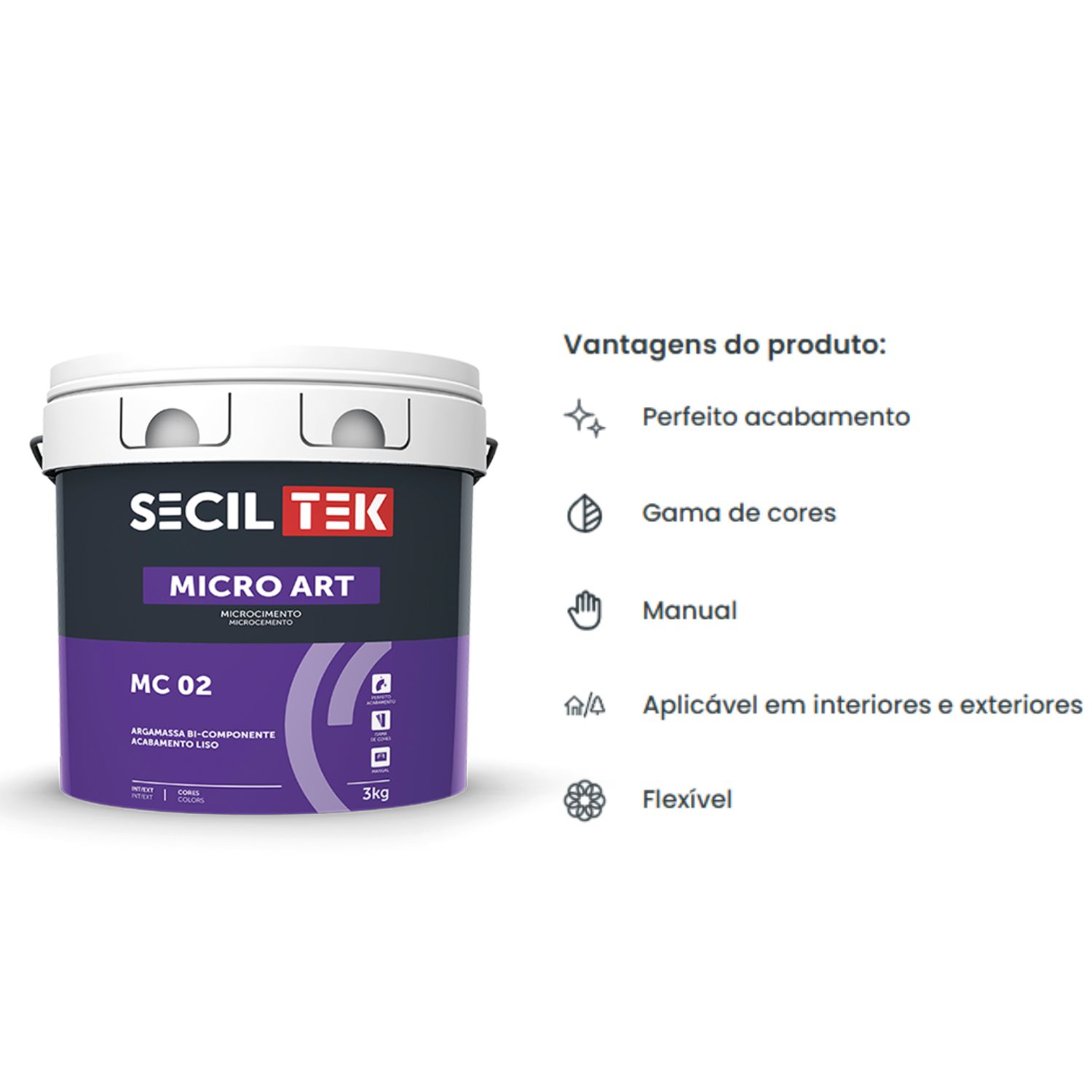 Argamassa Acabamento Liso Microcimento SecilTek Micro Art MC 02