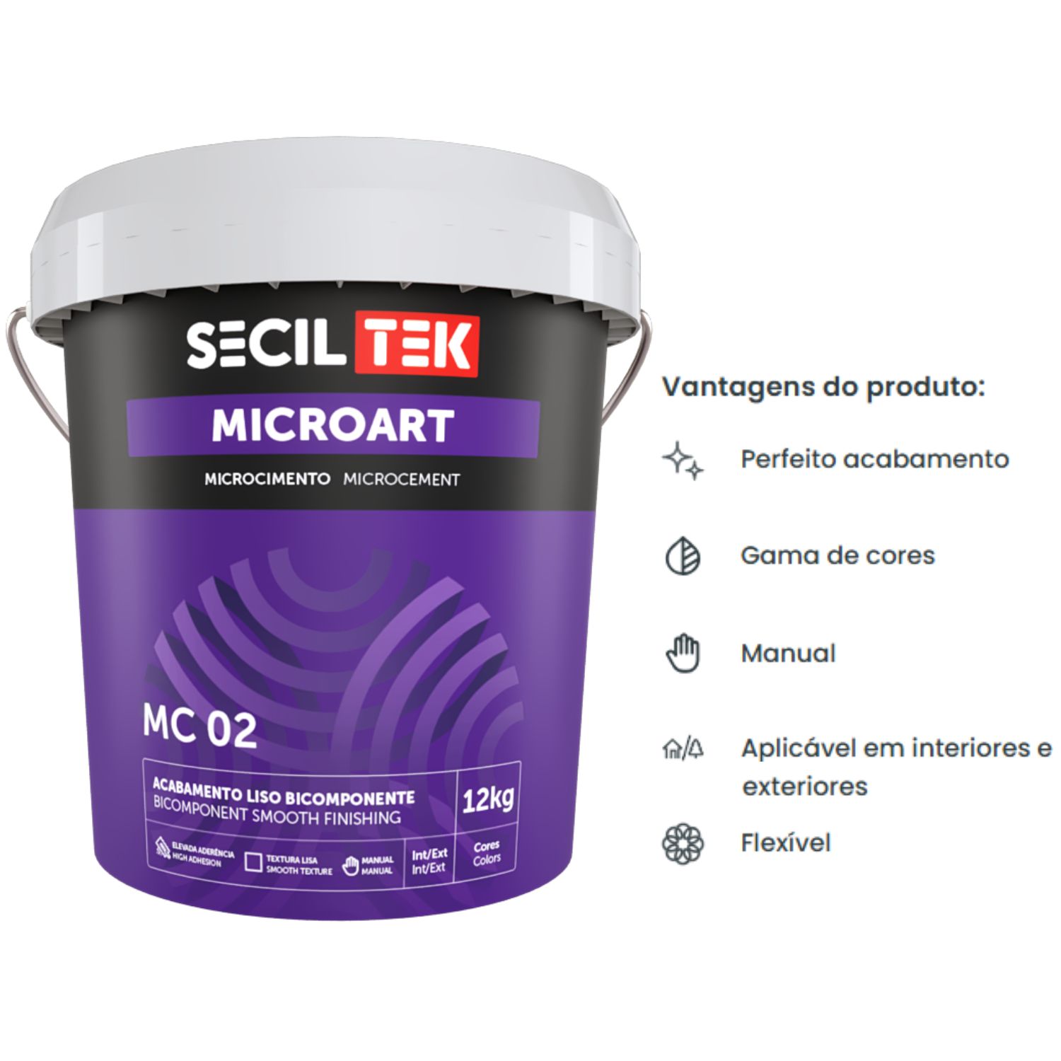 Argamassa Acabamento Liso Microcimento SecilTek Micro Art MC 02 3KG/12KG