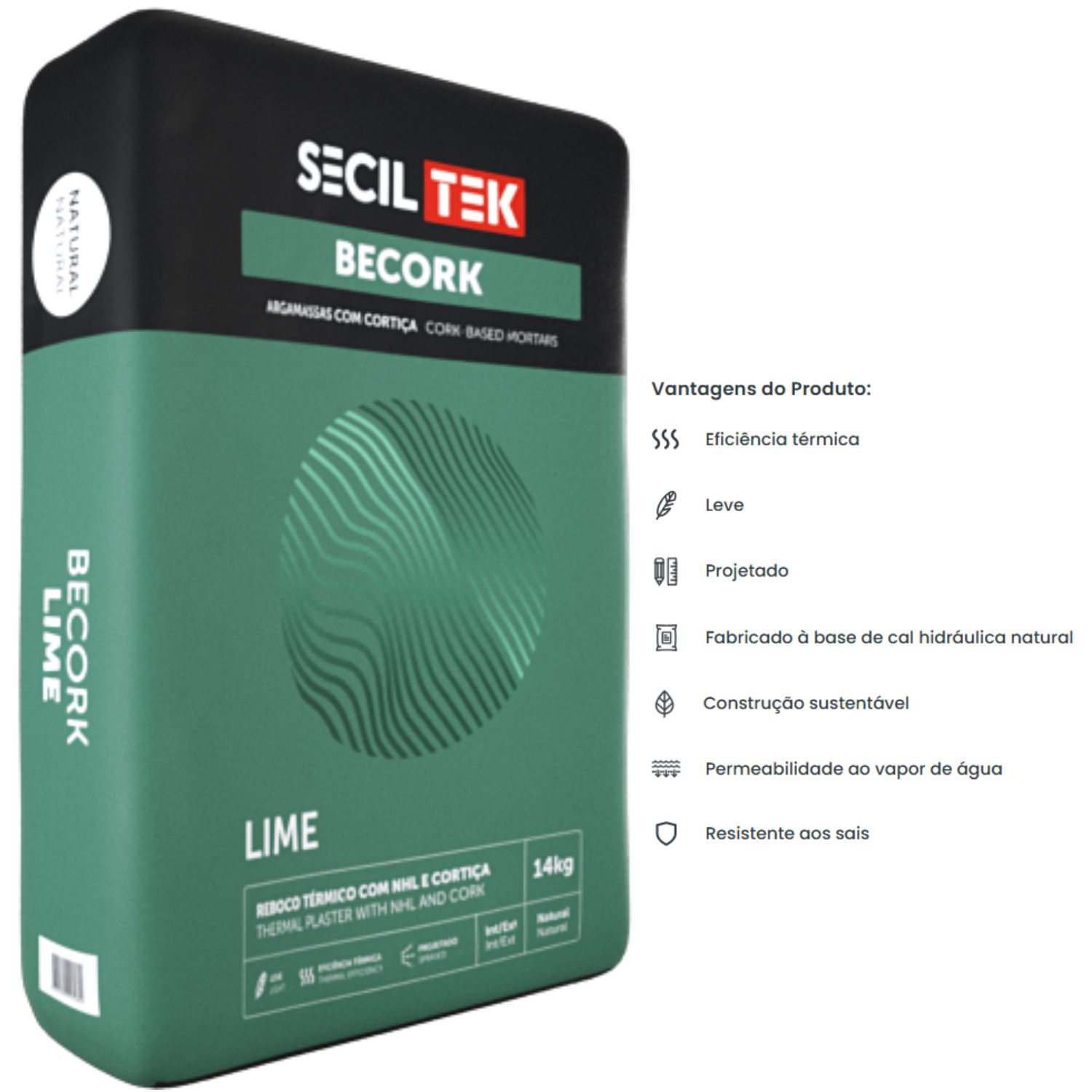Reboco Leve com Cal Hidráulica Natural NHL e Cortiça SecilTek Ecocork Lime