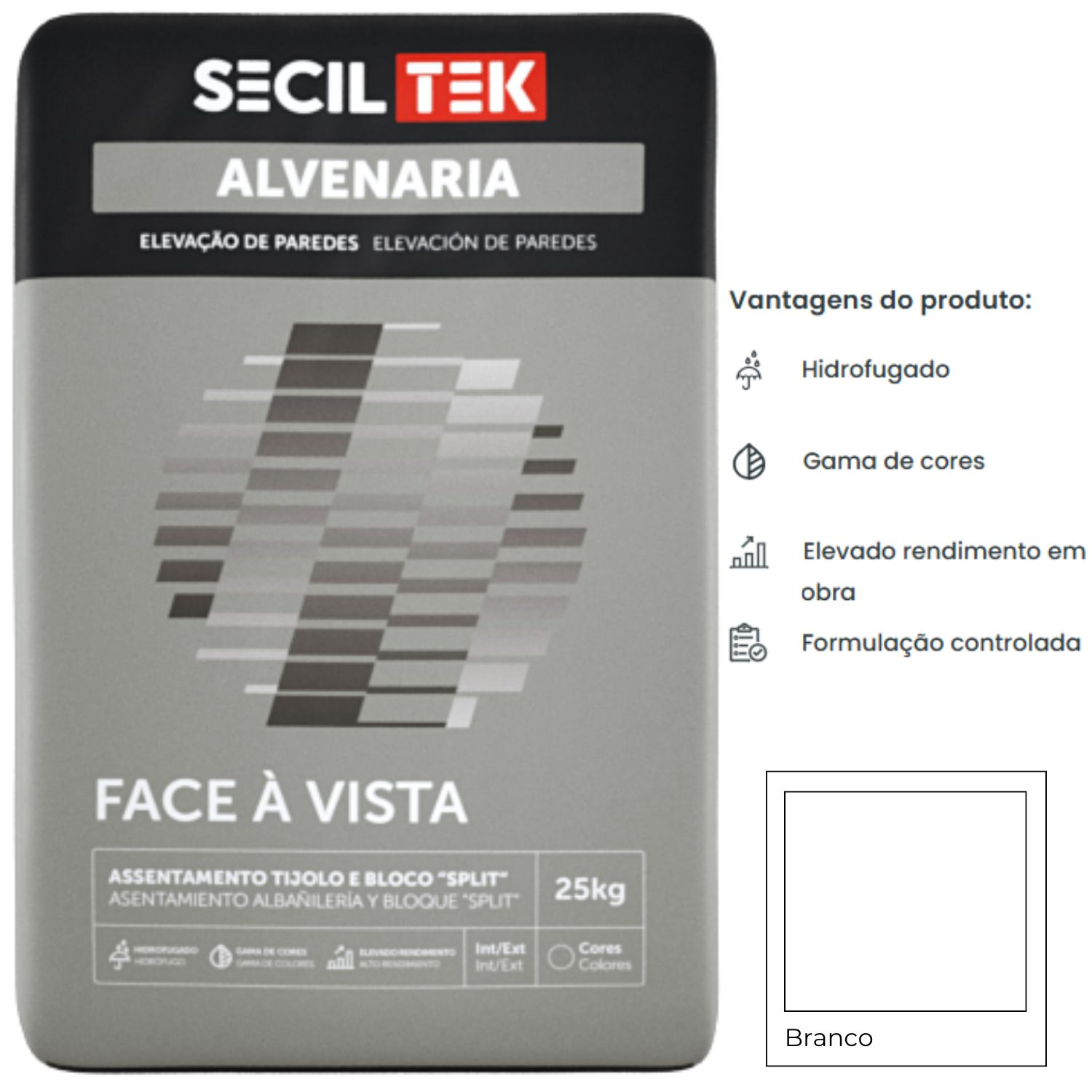 Argamassa de Alvenaria Hidrofugada SecilTek Alvenaria Face à Vista