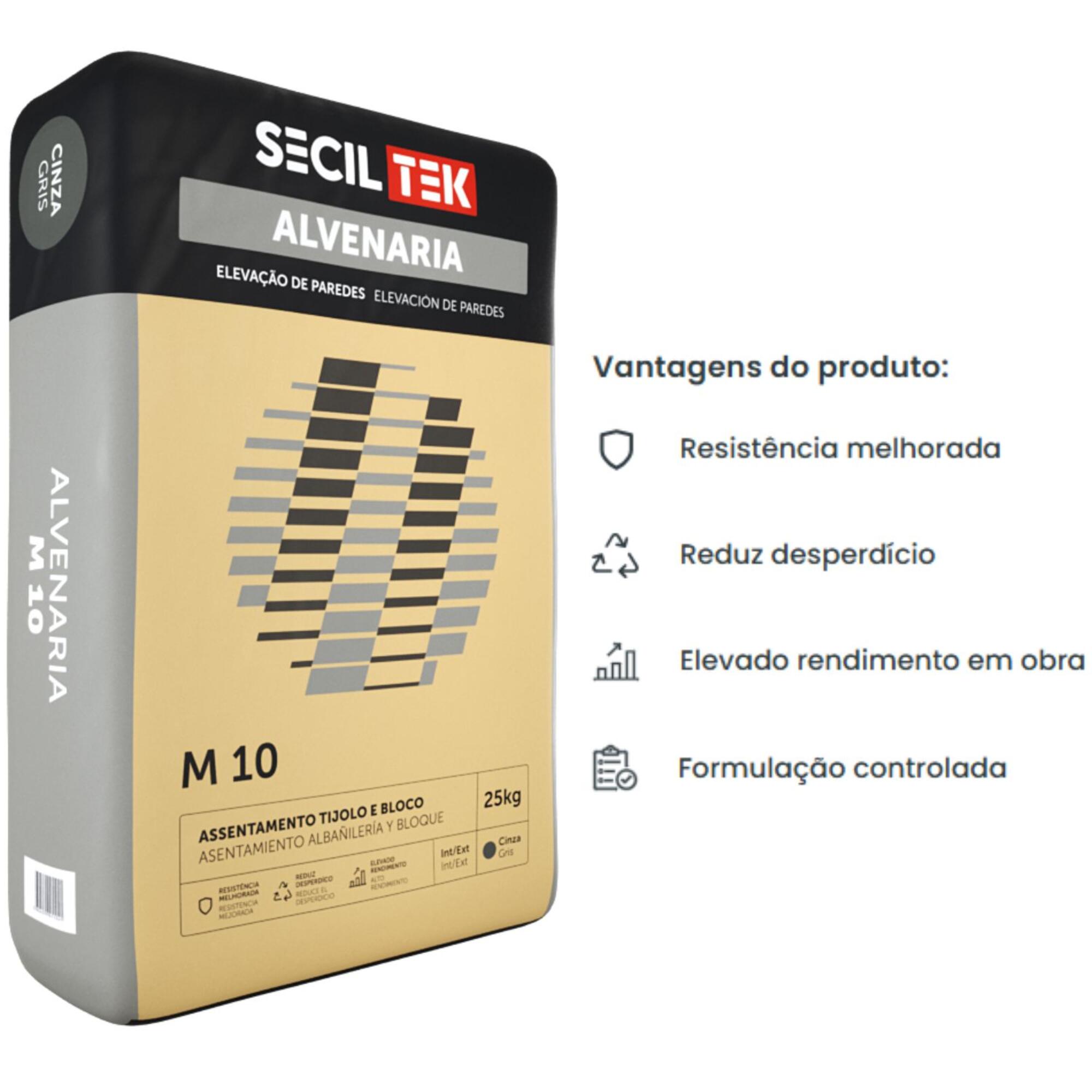 Argamassa de Assentamento SecilTek Alvenaria M10 Resistência Melhorada ...