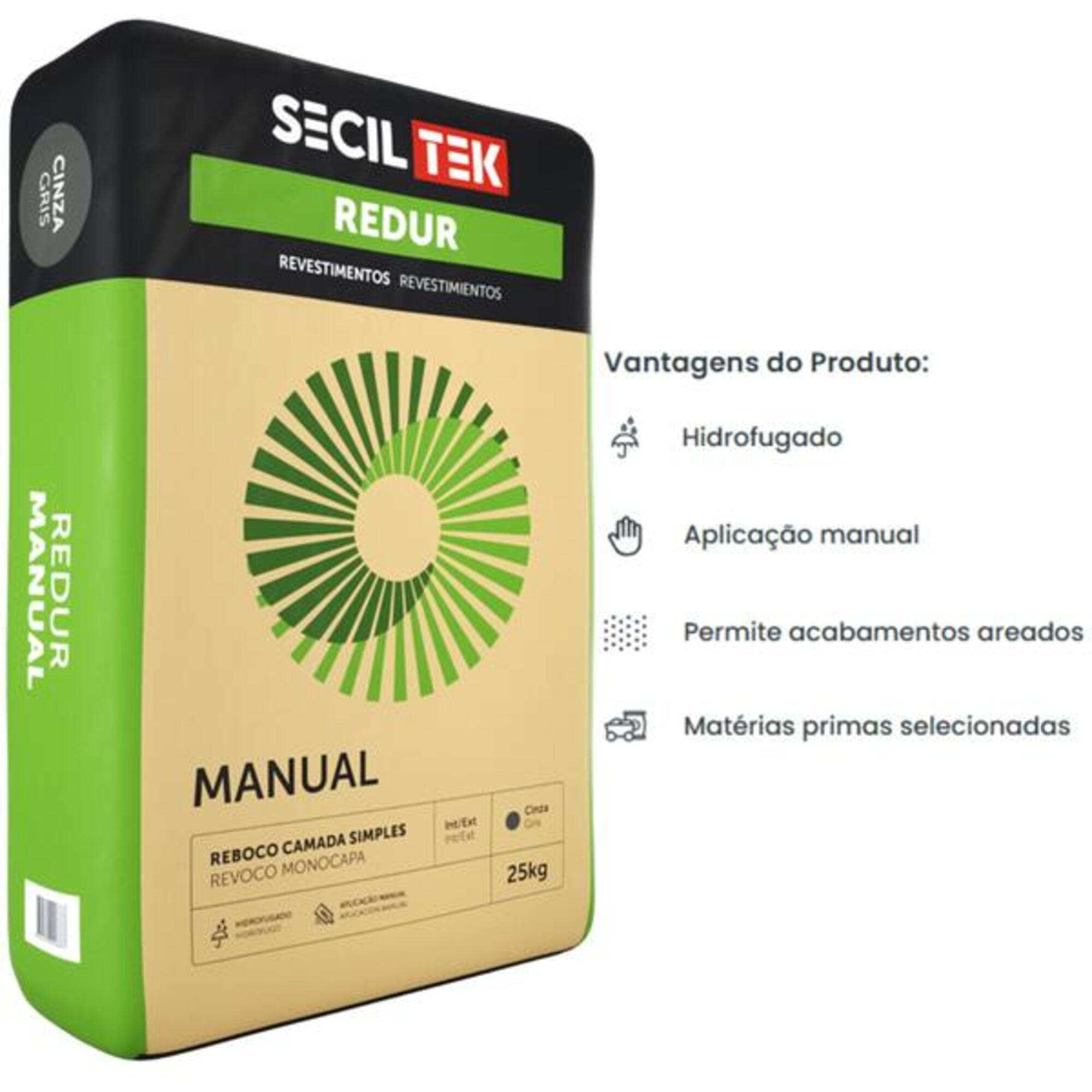 Reboco Hidrofugado Exterior/Interior SecilTek Redur Manual 25KG | Obras360