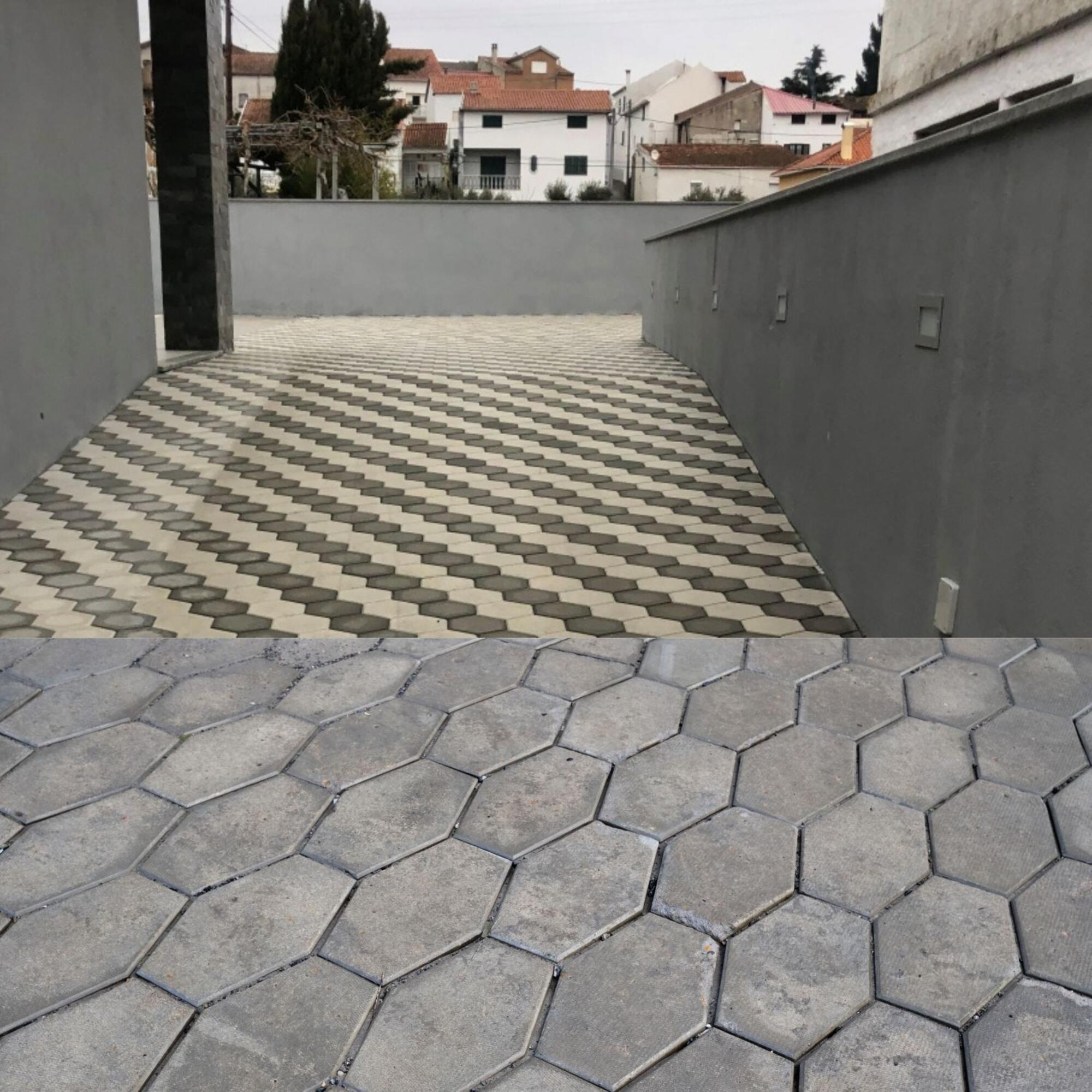 Pavê Bloco Pavimento HEXAGONAL Betão Cinza Exterior Passeio Estacionamento 173,2x198,4x50MM - 0 ...