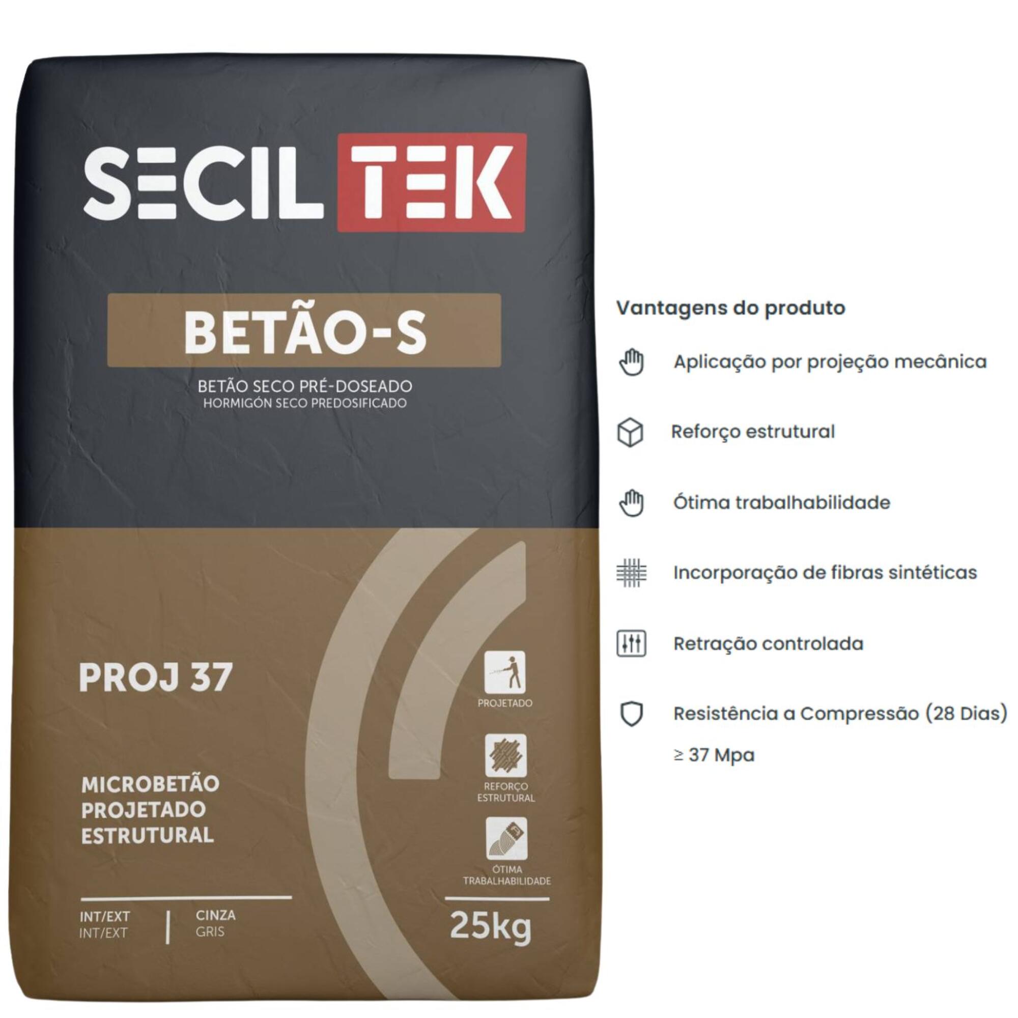 Betão Seco Projetar Reforço Estrutural 37MPa SecilTek Betão-S PROJ 37 ...