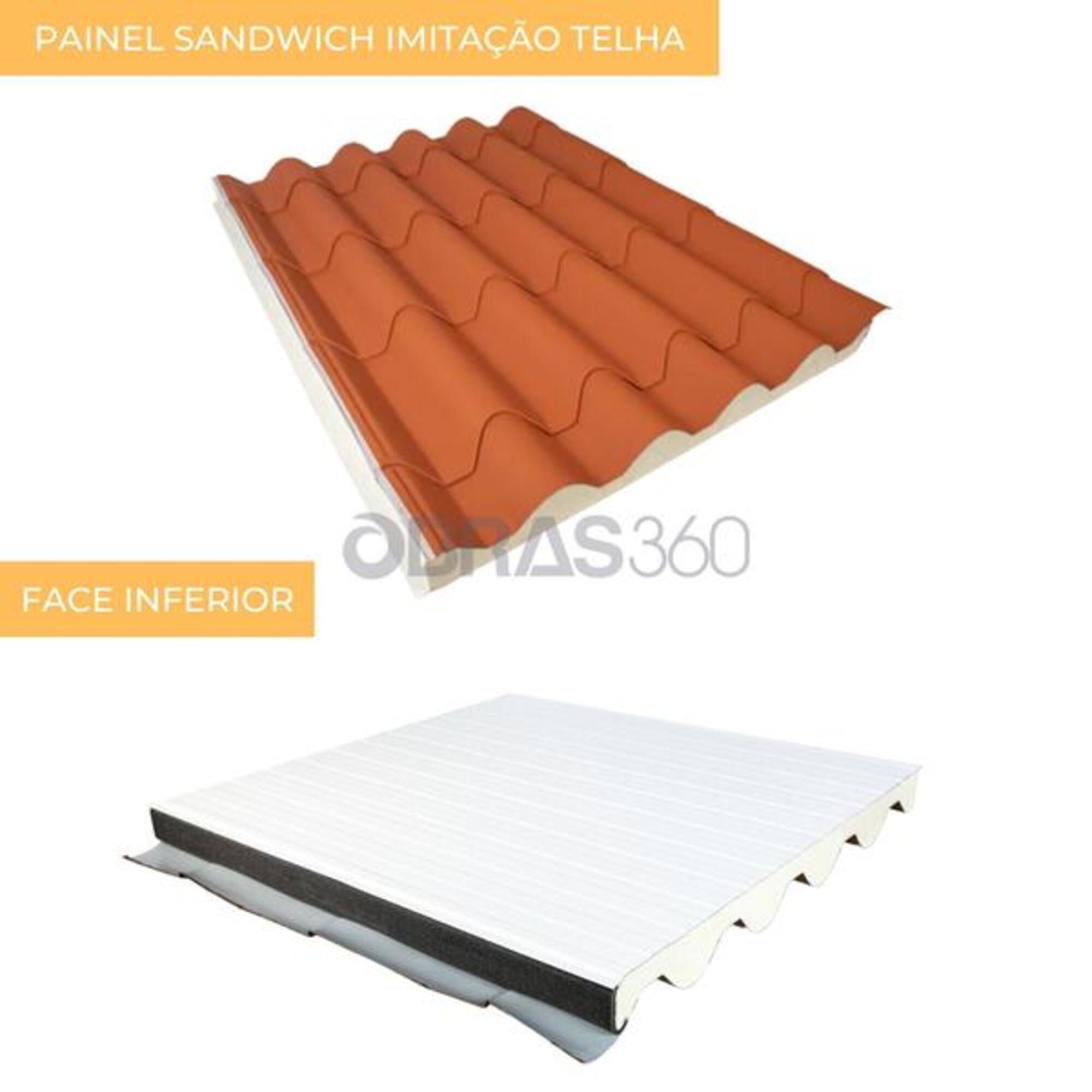 Painel Sandwich Imitação Telha Cobertura Telhados Isolamento Térmico ...